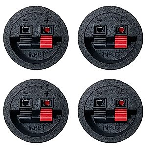 LRONG Round Speaker Terminal Cup 4PCS Round Express Spring Clip Double Binding Post Screw Wire Car Subwoofer Speaker Wire Terminal Connector WP2-9