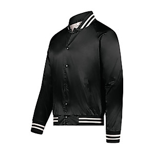 Augusta Sportswear Men's X-Large Augusta Satin Baseball Jacket/Striped Trim, Black/White