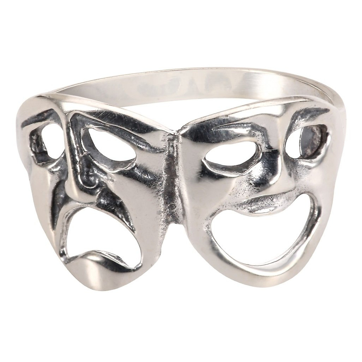 CloseoutWarehouse 925 Sterling Silver Comedy Tragedy Theatre Mask Ring Size 10