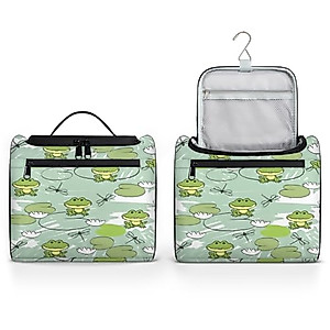 XMNYGJ Cute Dragonfly Frog Hanging Toiletry Bag for Men Women Travel Cosmetic Makeup Organizer Bag Water Resistant Large Portable Wash Case for Accessories, Toiletries, Cosmetics
