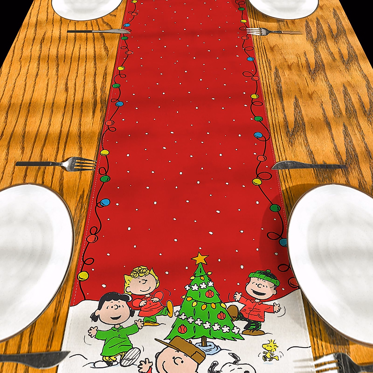 Christmas Table Runner Christmas Table Cover White Dog New Year Winter Xmas Decor Red Christmas Decorations for Home Party