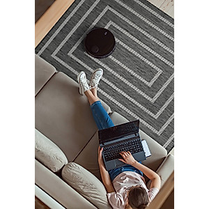 Adiva Rugs Outdoor Indoor Area Rug, Weather Resistant, Easy to Clean, Stain Resistant Floor Mat for Dining Room, Backyard, Deck, Patio (PEBBLE WEISS, 7'10" x 10')