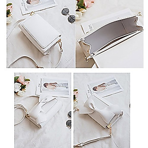 Haolong Lady Bowknot White Faux Leather Messenger Satchel Tote Purse Shoulder bag