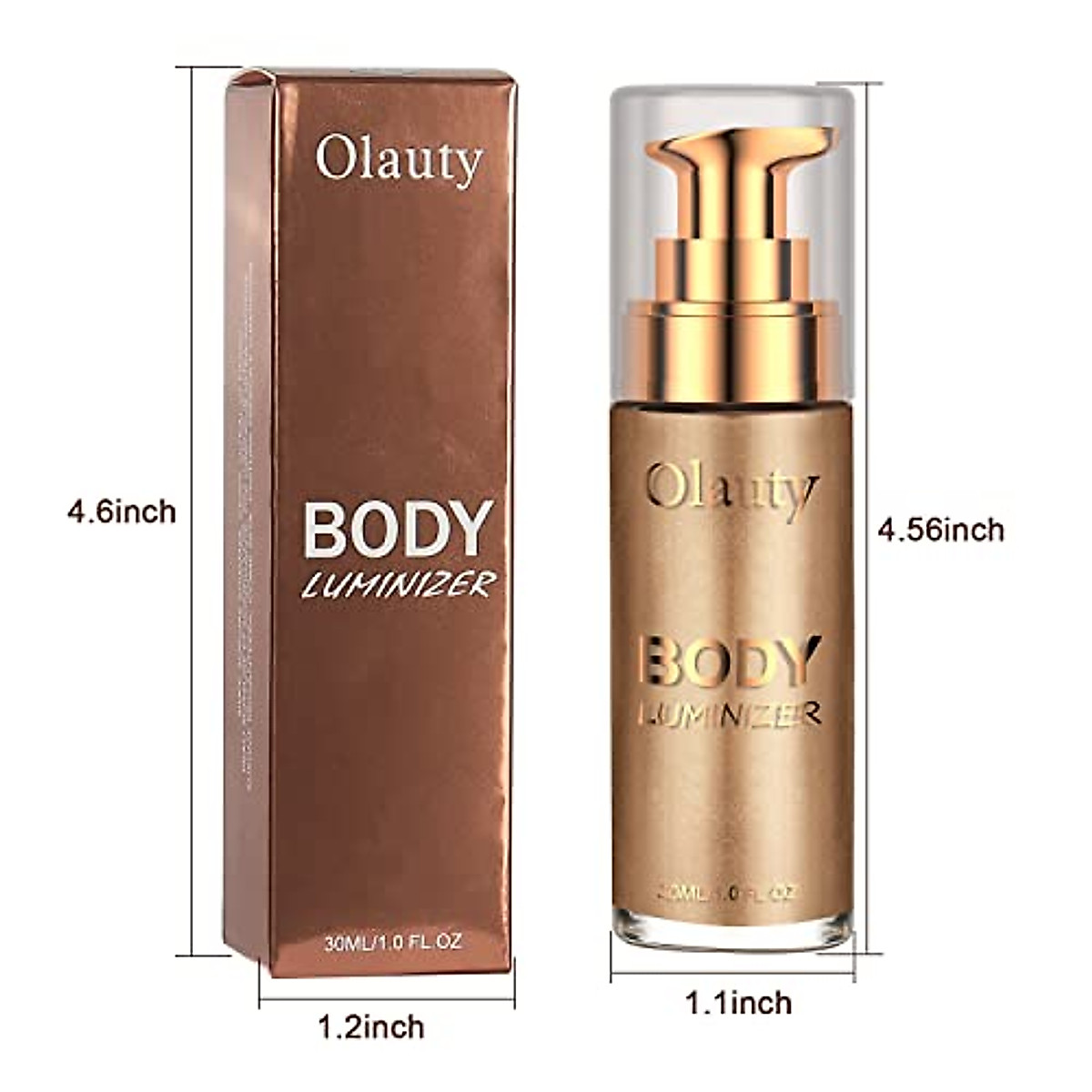 Liquid Body Luminizer, Bronze Highlighter All In One Makeup Illuminator, Smooth Shimmer Body Oil Glow Waterproof For Face & Body, Long Lasting Moisturizing (#03 Glistening Bronze)