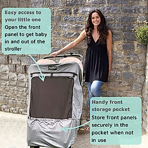 Double Stroller Sun Shade (6m+) | Universal Sun Cover for Twin Strollers | Helps Naps and Blocks 97.5% of The Sun's Rays (UPF40+) | SnoozeShade Twin Deluxe…