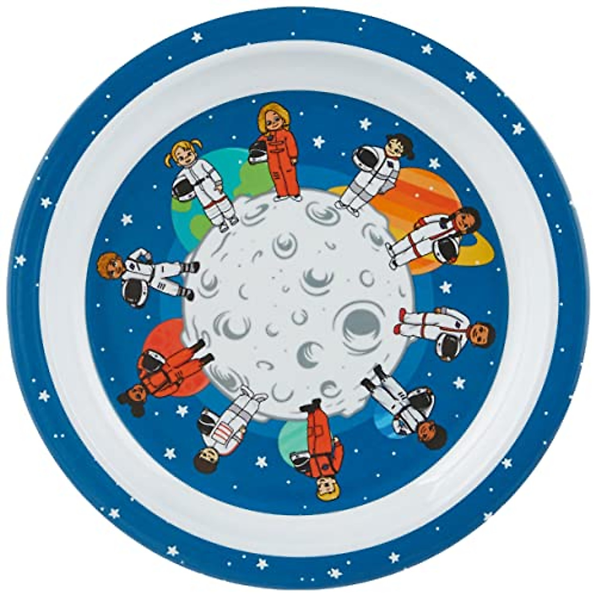 4 Piece Kid Space Themed Plate Set, 4 Plates With Different Designs, Lightweight & Shatterproof Toddler Feeding Set, Children Safe Kitchen Set, Fun Mealtime, LIttle Kid Dinner Plates