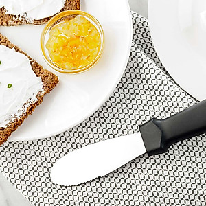 Restaurantware Met Lux 8.8 Inch x 1.3 Inch Butter Spreader 1 Dishwasher-Safe Sandwich Spreader - Plastic Handle Corrosion-Resistant Black Stainless Steel Spreading Knife For Slicing Or Spreading