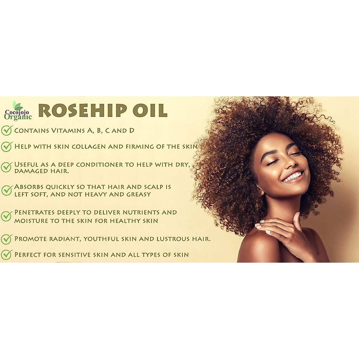 cocojojo Rosehip Oil for Face, Rose Oil for Face, Rose Hip Oil for Face, Rosehip Oil, Pure Unrefined Cold Pressed All Natural for Hair Skin Face Body Nails - 16 Oz