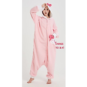 Eonxius Magic Novelty Hooded Onesie One Piece Pink Pajamas for Women Size XL