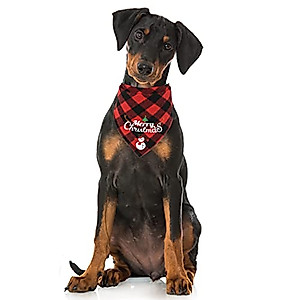 Christmas Dog Plaid Bandana Triangle Bib Set Scarf Accessories for Pet Dogs Cats