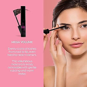 Elizabeth Mott Black Volumizing Smudge-Proof Mascara-Cruelty Free Lengthening Fiber Mascara with Hourglass Wand-Water Resistant,No Clump,Amazing Eyelashes,Safe with Lash Extensions,Full-Size 10ml