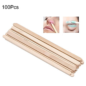 100 Hair Removal Stick,Wax Sticks, Disposable use design clean and hygienic Wood Waxing Craft Sticks Spatulas Applicators for Face Eyebrows Lip Hand Hair Removal Eyebrow and Body