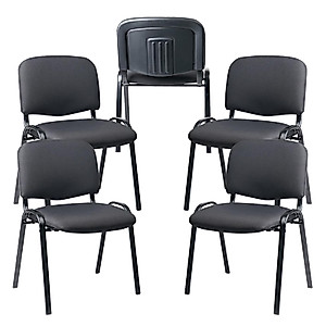 CLATINA Waiting Room Chairs Fabric Stackable Chairs Metal Frame with Lumbar Support and Thickened Seat Cushion for Waiting Conference Room Guest Chairs 1 Pack…