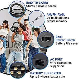 Pyle Portable CD Player Bluetooth Boombox Speaker - AM/FM Stereo Radio & Audio Sound, Supports CD-R-RW/MP3/WMA, USB, AUX, Headphone, LED Display, AC/Battery Powered, Camouflage - Pyle PHCD59.5