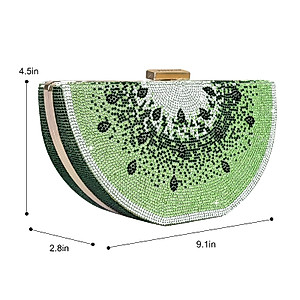 Evevictor Clutch Purse for Women, Crystal Evening Bag, Watermelon Shape Handbag, Rhinestone Money Hand Bag for Prom, Party, Date (Green)