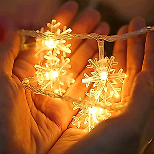 CHengQiSM 100 LED Snowflake Lights Fairy String Lights 32.8ft Plug in String Lights Christmas Holiday Home Garden Patio Party Decoration Indoor Outdoor Celebration Lighting, Warm White