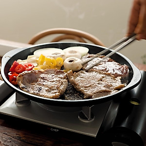 TECHEF - Stovetop Korean BBQ Non-Stick Grill Pan with Agni Portable Gas Stove Burner, Made in Korea (AGGPCB)