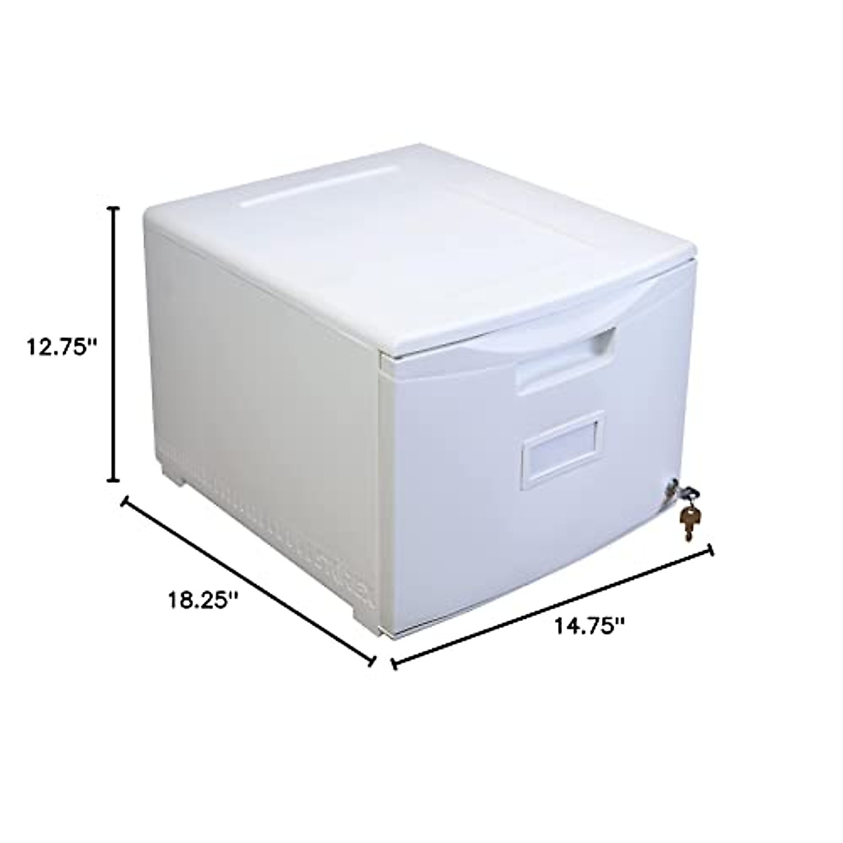 Storex Plastic One-Drawer File Cabinet – Locking Document Organizer for Home and Office, White, 1-Pack (61271B01C)