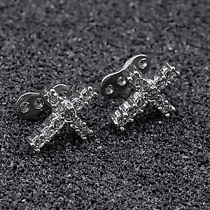 Titanium Dermal Anchor Top Crystal Micro Surface Skin Piercing 16G - Fan - Cross