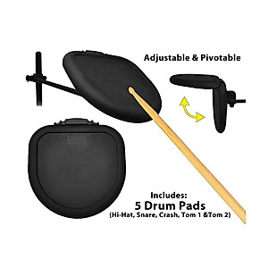 Pyle 9 Piece Electronic Set-Electric Kit with 5 Drum Heads, 2 Cymbal Crash Pads, Hi Hat and Bass Pedal Controller, Module, Stand Rack, Sticks-Professional/Beginners (PED021M)