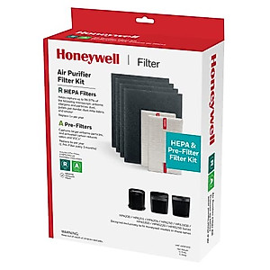 Honeywell HEPA Air Purifier Filter Kit – Includes 2 HEPA R Replacement Filters and 4 A Carbon Pre-Cut Pre-Filters – Airborne Allergen Air Filter Targets Wildfire/Smoke, Pollen, Pet Dander, and Dust