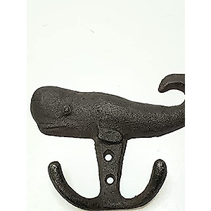 Whale Metal Double Wall Hook, 6.5 inches by 4.5 inches