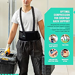 AllyFlex Sports® Back Brace For Lifting Work Y-shape Suspenders Safety Belt With Dual 3D Lumbar Support Relieve Pain, Prevent Injury (M (30'' - 37''))