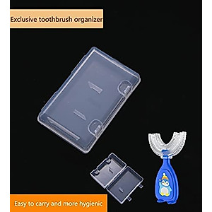 U Shaped Toothbrush for Kids, Whole Mouth Toothbrush 360 Clean Teeth,Food Grade Soft Silicone Brush Head, Teeth Whitening for Kids, Suitable for Age 2 6 Todlder(2 PcS Navy Blue + Orange with Box)
