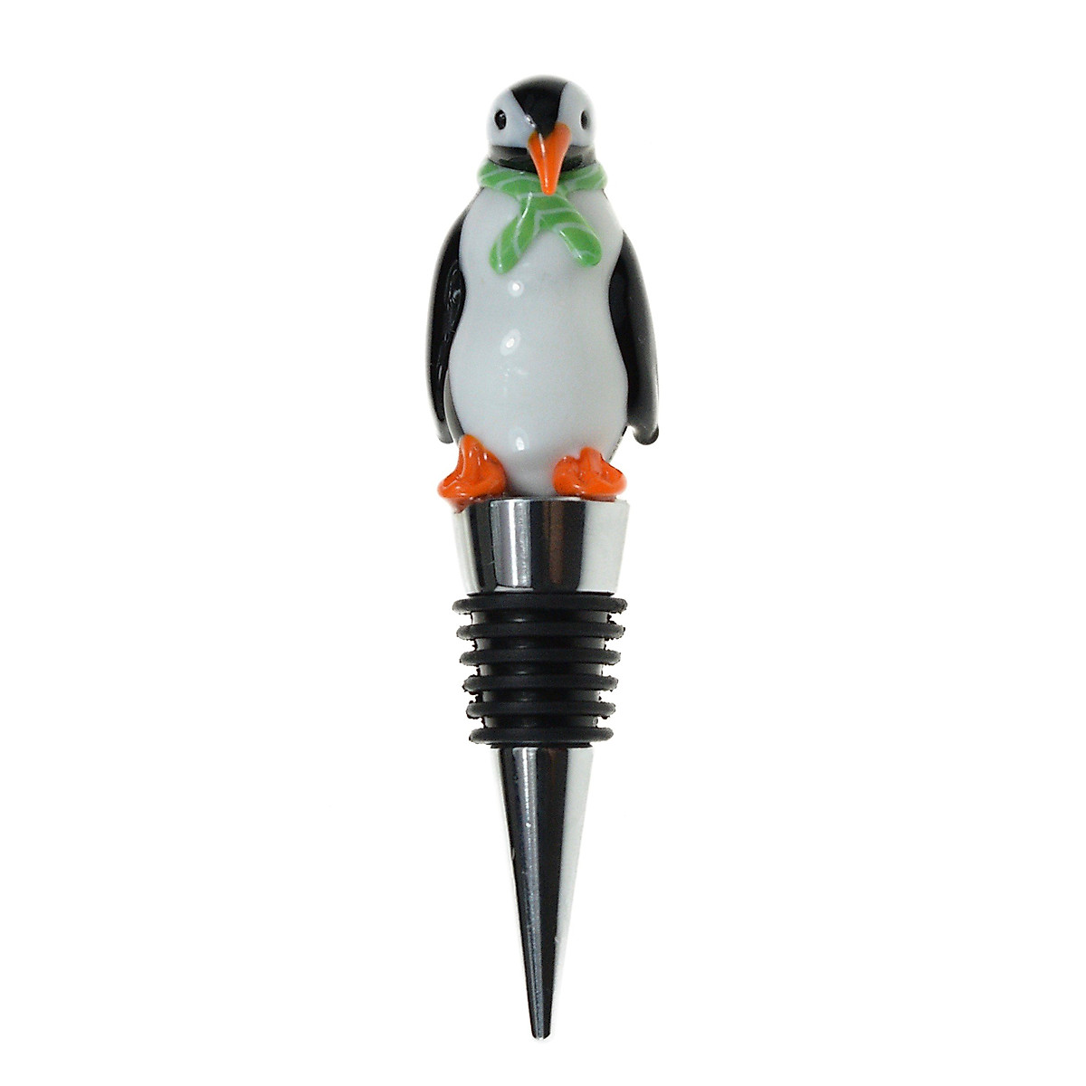 Glass Penguin Wine Bottle Stopper - Decorative, Unique, Handmade, Eye-Catching Glass Wine Stoppers – Penguin Wine Stopper, Wine Accessories, Penguin Gift for Host/Hostess - Wine Corker / Sealer