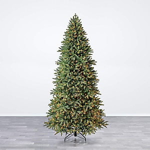 Evergreen Classics 9 ft Pre-Lit Colorado Spruce Artificial Christmas Tree, Warm White LED Lights