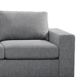 Benjara Brody 120 Inch 4 Seater Sofa with Padded Cushions, Square Arms, Light Gray