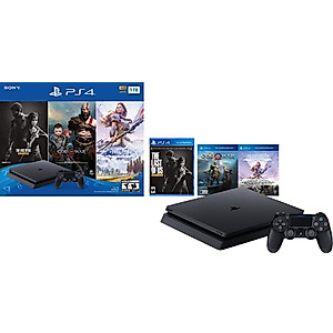 Newest Flagship Sony Play Station 4 1TB SSD Only on Playstation PS4 Console Slim Bundle - 3X Games (The Last of Us, God of War, Horizon Zero Dawn) 1TB SSD Fast Boot Incredible Games -Jet Black