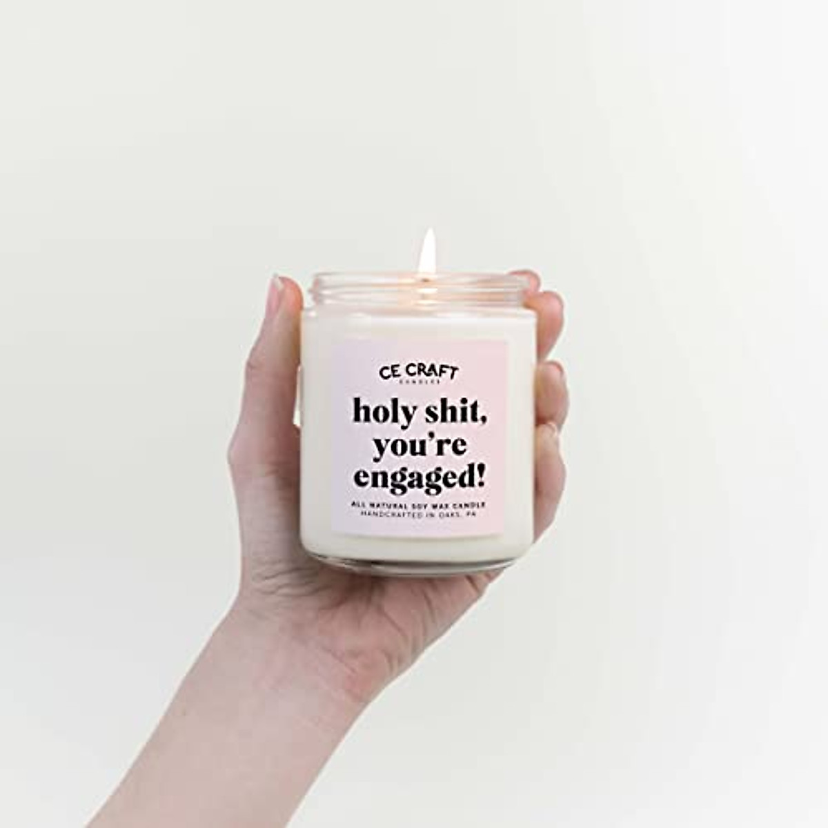 CE Craft - Holy Shit, You're Engaged Scented Candle - Gift for Engagement, Bride | Gift for Newly Engaged Couple | Engagement Gift for Best Friend | Funny Engagement Gift (Champagne Toast)