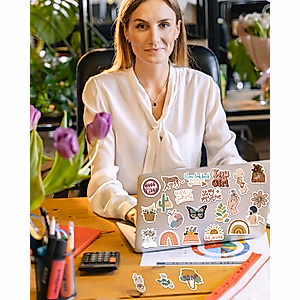Benresive 50 Pcs Cute Stickers for Teens, Water Bottle Stickers, Preppy Boho Aesthetic Sticker Packs, Vinyl Waterproof Scrapbook Laptop Bulk Stickers for Adults Girls Kids