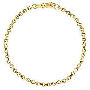 Ritastephens 10k Solid Yellow Gold Rolo Chain Ankle Anklet 11 Inches