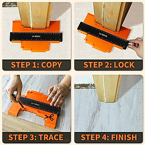 LA NOVO Contour Gauge 10+5 Inch with Lock, Profile Gauge Shape Outline Tool for Woodworking, Flooring, Christmas Stocking Stuffers for Men Dad Carpenter Handyman