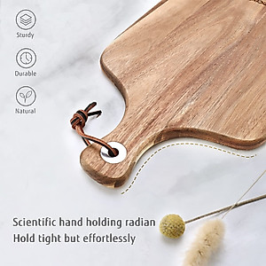 hecef Upgrade Bigger Cheese Board set of 4, a Bigger Acacia Wood Cheese Plate & 4 Pcs Cheese Knives, Charcuterie Platter Cheese Serving Tray for Cheese Cake Appetizers, Housewarming Gift Mothers Day