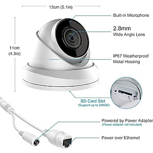 ECI-T24F2 4MP POE IP Turret Dome Camera 2.8mm 98° Wide Viewing Angle, True WDR, 98ft EXIR Night Vision, Full Metal IP67 Outdoor Rated, H.265+, Plug and Play Compatible with Hik Vision NVR