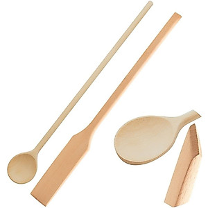 Mr.Woodware Wooden Kitchen Utensils- 24 Inch Long Handle Beech Wood Wok Spatula and Cooking Spoon - 2 in 1 Wooden Cooking Utensils Set for Mixing in Big Stock Pots Cauldron (Spoon & Spatula)