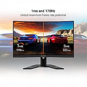 GIGABYTE G27FC A (27" 165Hz 1080P Curved Gaming Monitor, 1920 x 1080 VA 1500R Display, 1ms (MPRT) Response Time, 91% DCI-P3, FreeSync Premium, 1x Display Port 1.2, 2x HDMI 1.4)