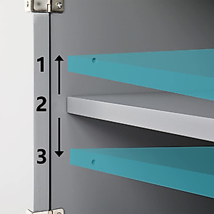 Double Door Sideboard Buffet Cabinet, Kitchen Storage Sideboard Coffee Bar Cabinet with Adjustable Shelf, Wooden Cupboard Console Table Curio Cabinet with Open Shelf for Kitchen Living Room, Grey