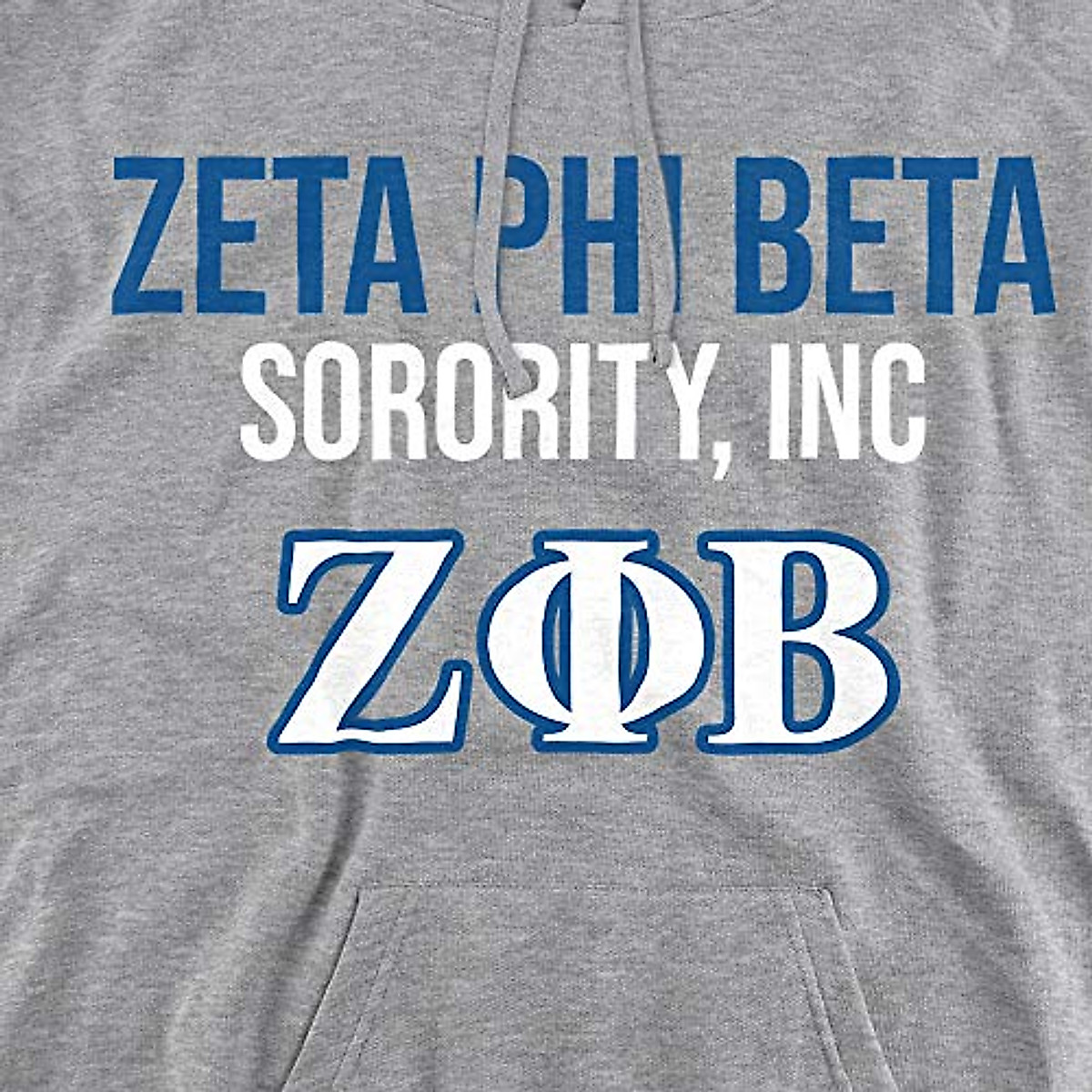Zeta Phi Beta Sorority Official Stacked Unisex Adult Pull-Over Hoodie, Athletic Heather, X-Large
