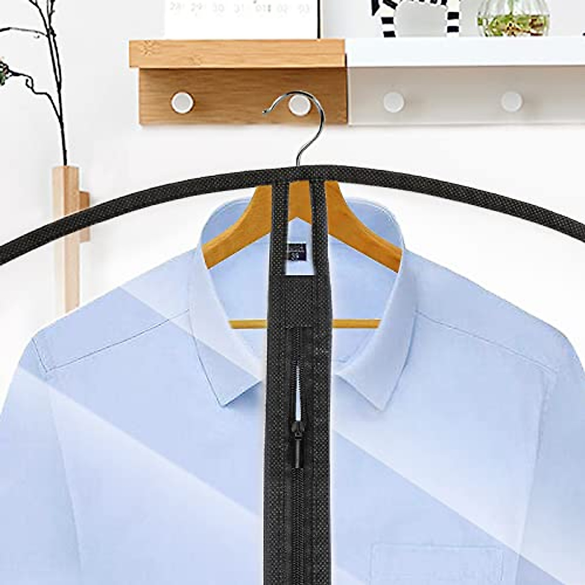 12 Pack See Through Breathable Clothes Covers with Zip, Water-proof Dust-proof Garment Covers Bags MothProof Dress Bag Covers Damp-proof Mens Suit Storage Bag for Wardrobe Storage and Travel