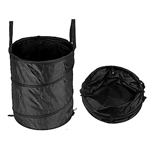 Trash Can, 24 Gallon Reusable Outdoor Portable Up Trash Can Camping Trash Can, Locking Design Foldable Waterproof Garbage Can for Parties Camping Recycling (Black)