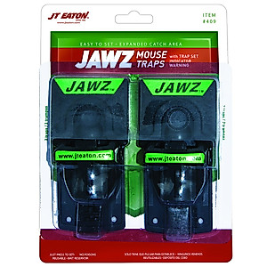 JT Eaton 409 Jawz Plastic Mouse Trap for Solid or Liquid Bait, 2-Pack
