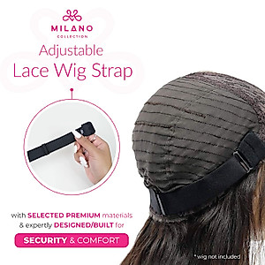 Milano Adjustable Elastic Wig Band with Hooks for Secure Fit & Comfort for Wigs and Lace Front Wigs - Wig Strap, Headband, & Wig Grip Accessories, Black