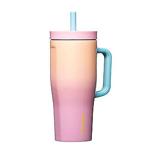 Corkcicle Cruiser Insulated Tumbler with Handle & Straw, Lover, 22 oz – 100% Leakproof Cupholder Friendly Water Bottle Keeps Drinks Cold 20hrs