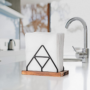 Choxila Napkin Holder for Table, Napkin Dispenser with Black Metal Wire for Modern Farmhouse Decor Restaurant Kitchen Decor