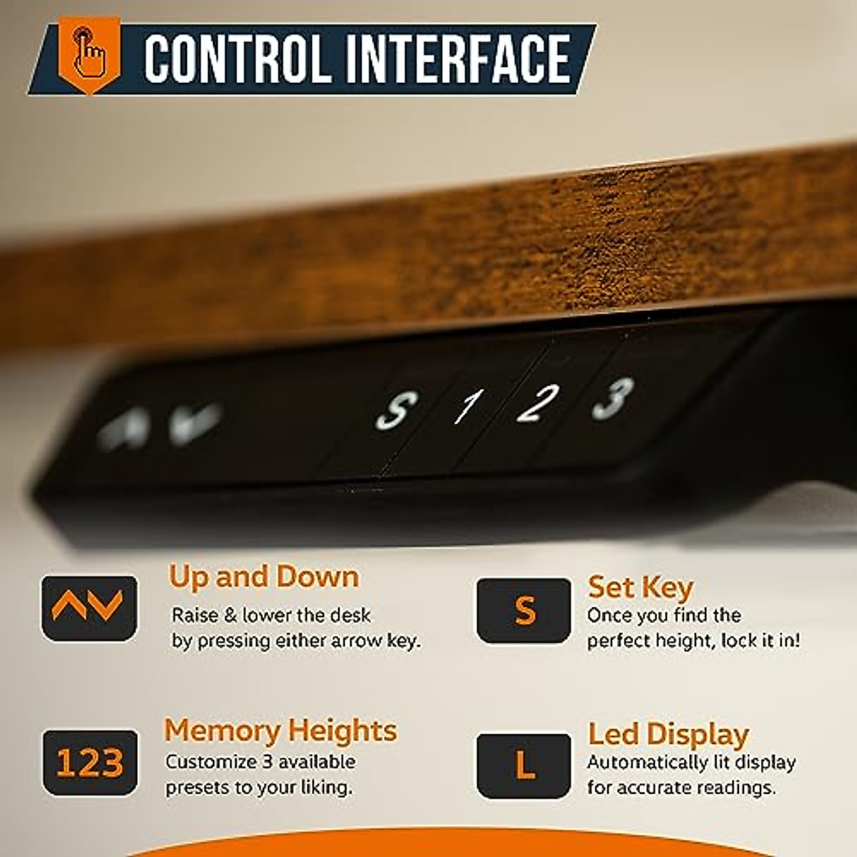 SuperHandy Standing Desk Adjustable Height (63'' x 30'') w/Wireless Charging, USB-C & AC Outlets, 3 Memory Presets - Large Electric Sit-Stand Adjustable Height up to 49'' - Rustic Wood