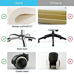 OUTMASTER 360° Office Desk Chair,PU Adjustable Rolling Task Chair with Backrest for Barber,Office,Home, Computer,360° Swivel,Armless (Black)